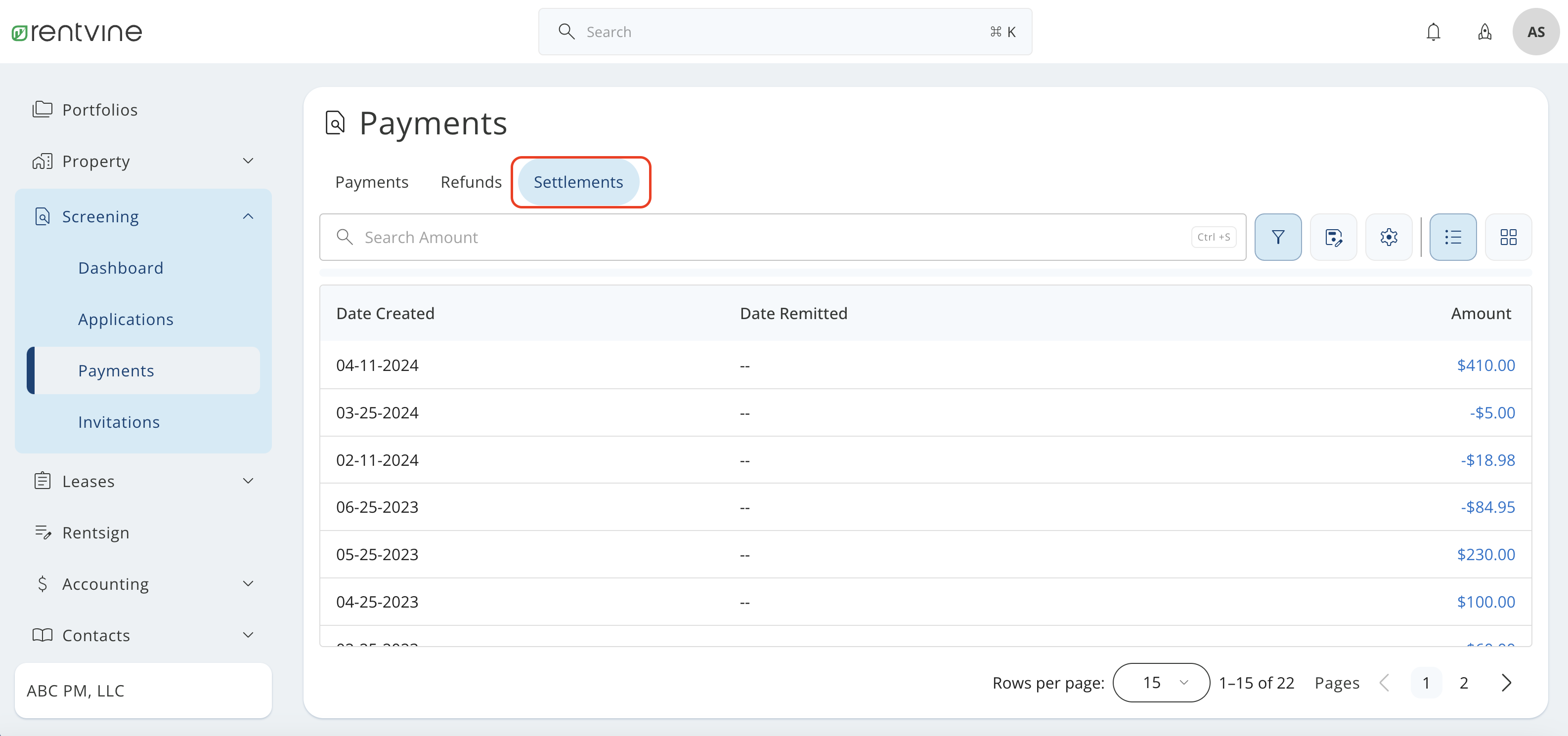How to View Application and Screening Settlements (Payouts)?